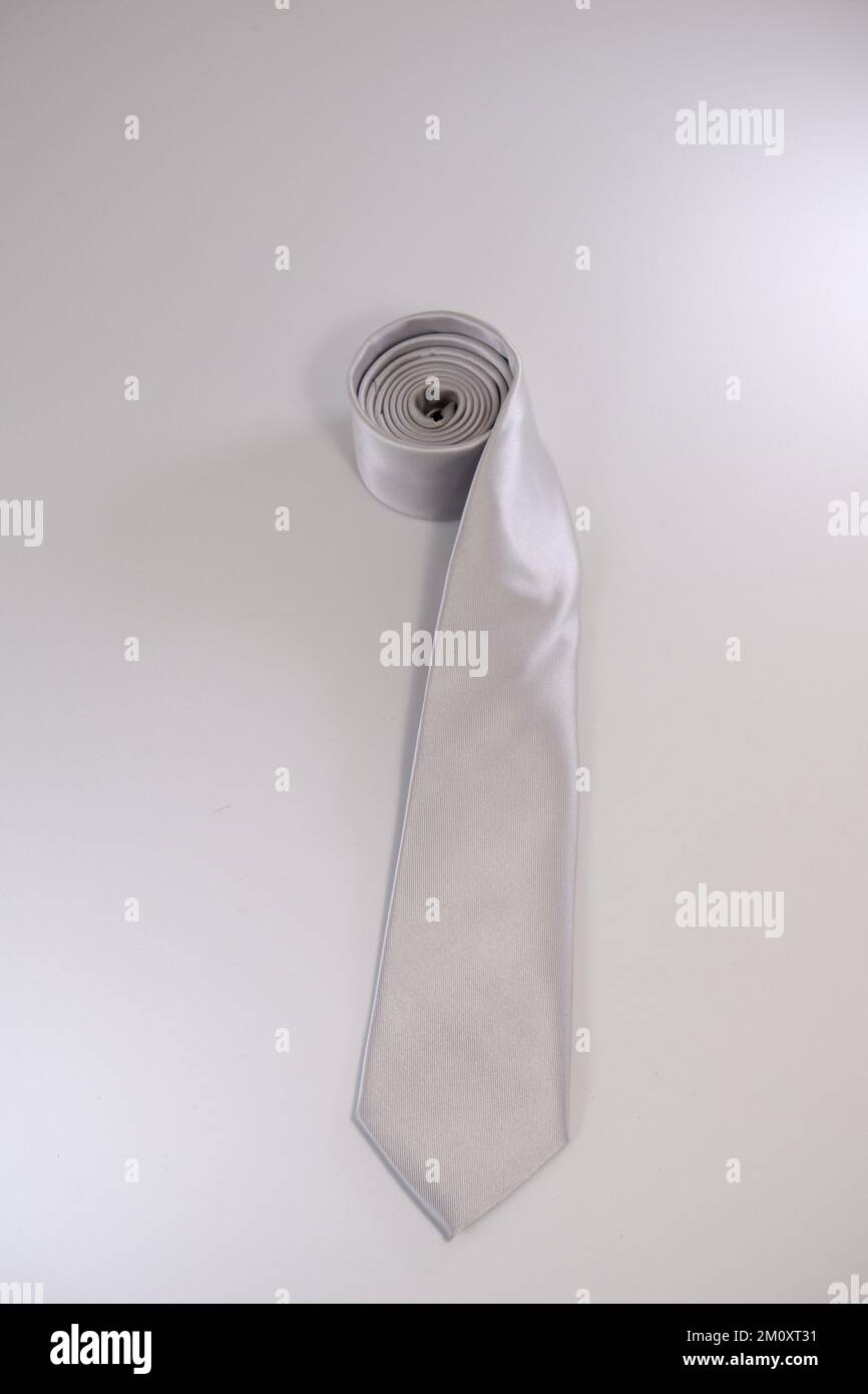 A vertical shot of a white necktie isolated on a white background Stock ...