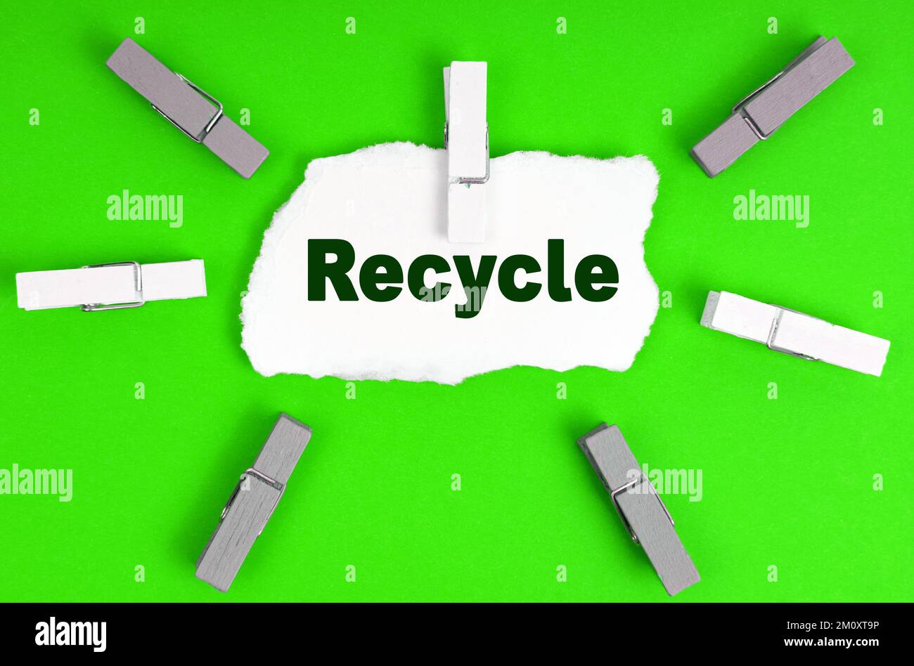 Ecology concept. Clothespins and a sheet of paper with the inscription ...