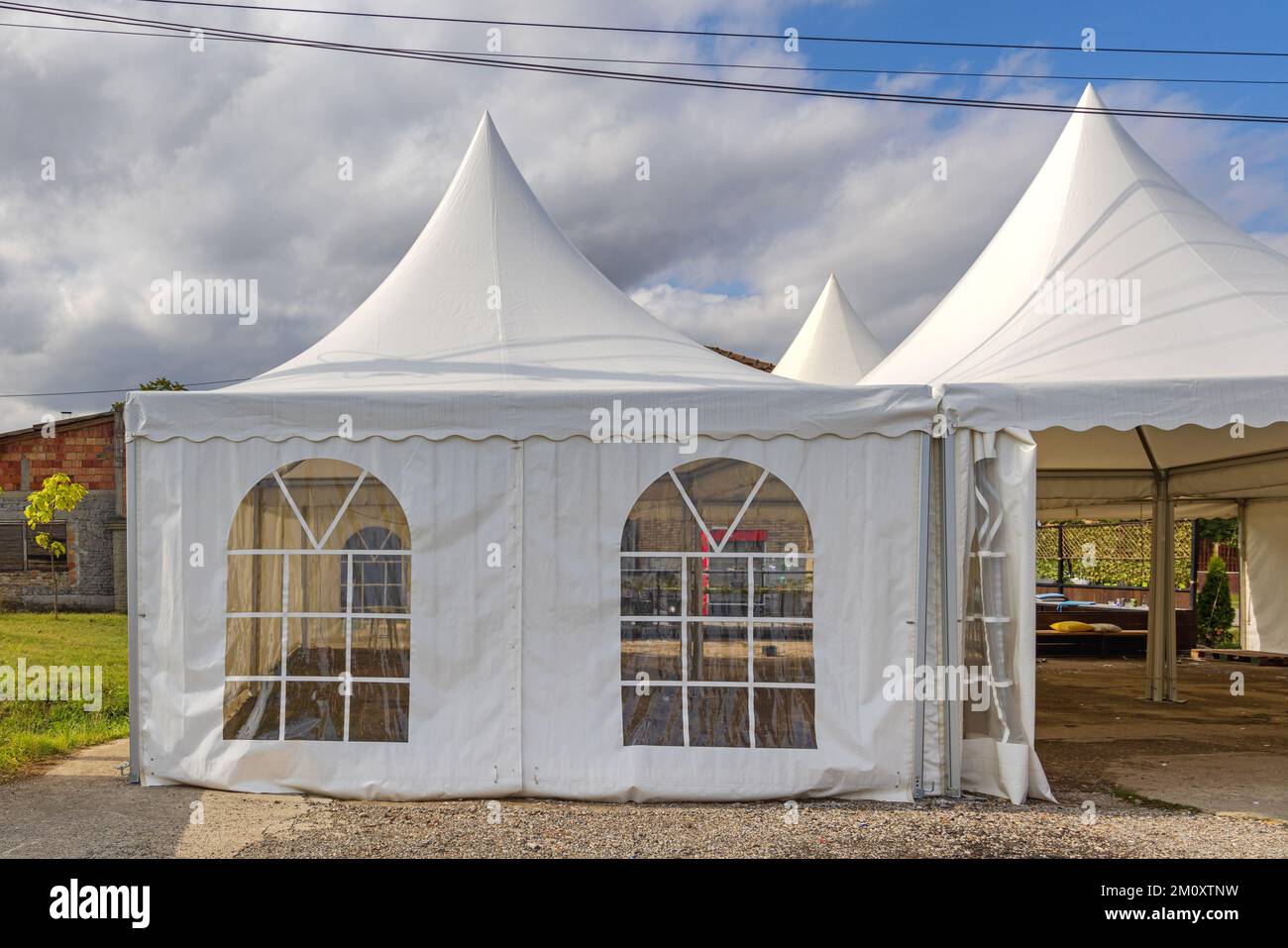 Party Event Gazebo Tent White Canopy Temporary Structure Stock Photo ...