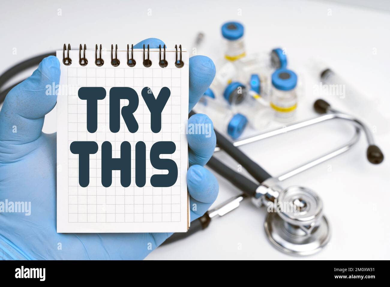 Medicine concept. There is a stethoscope on the table, the doctor holds ...