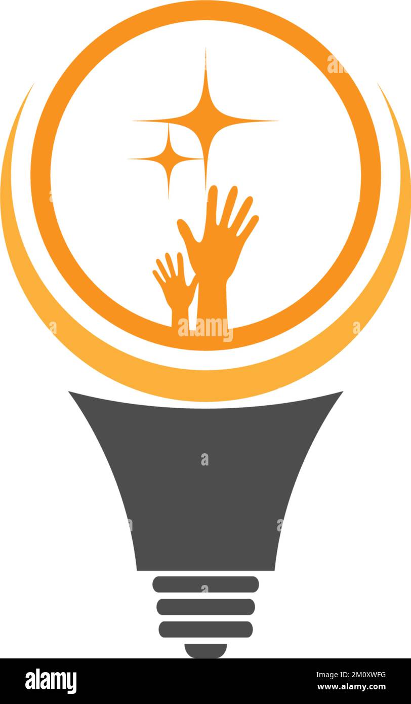 A vector illustration of creative light bulb and hands - electronic ...