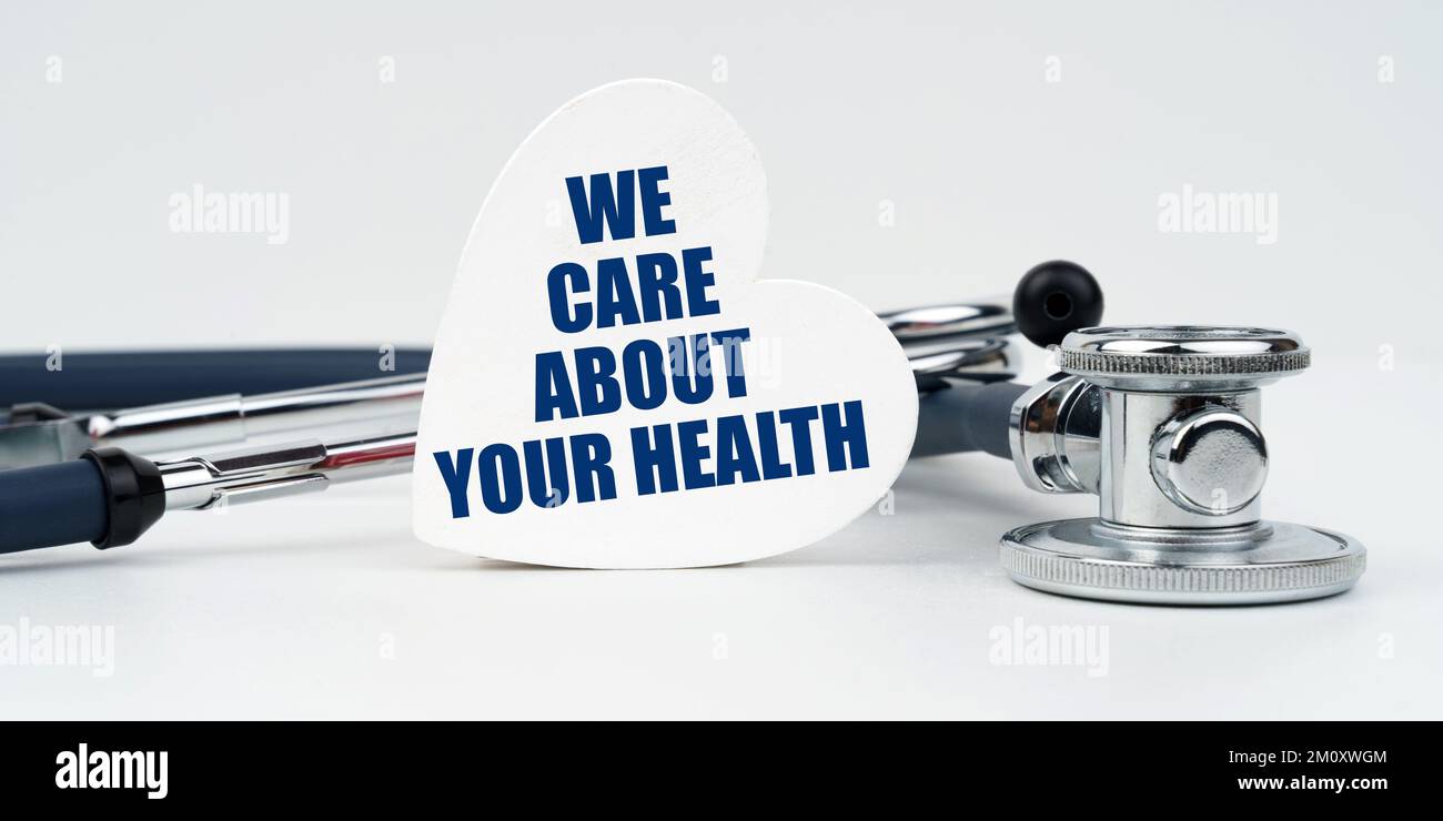 Medicine and health concept. On a white background lies a stethoscope ...