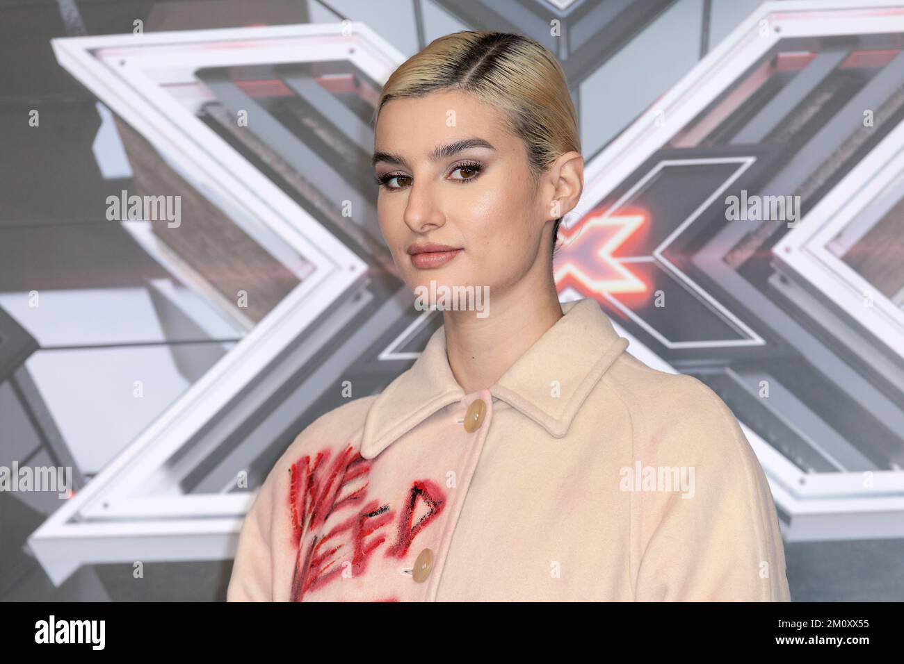 MILAN, ITALY - Dec 6, 2022 : Singer Beatrice Quinta attends the press ...