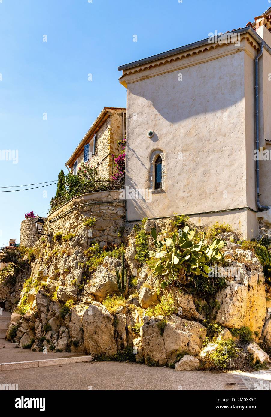 Antibes, France - August 4, 2022: Medieval stone defense tower house at ...