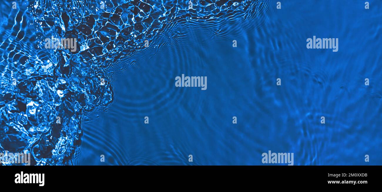 transparent dark blue clear calm water surface texture banner Stock ...