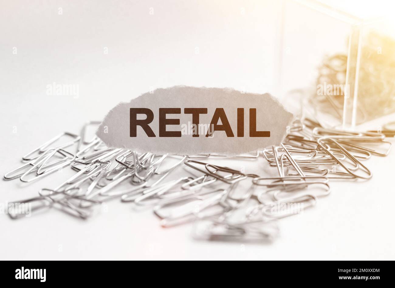 Business and finance concept. Paper clips are scattered on the table ...