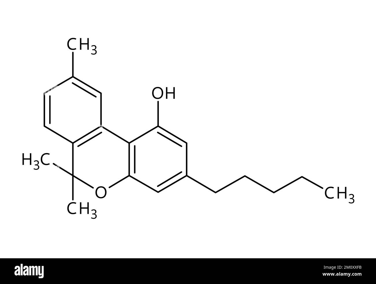 Cannabinol, or CBN, molecular structure. Cannabinol is mildly ...