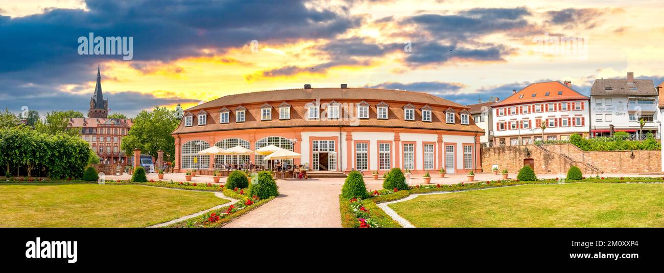 Erbach castle with market square and the old town hall hi-res stock ...