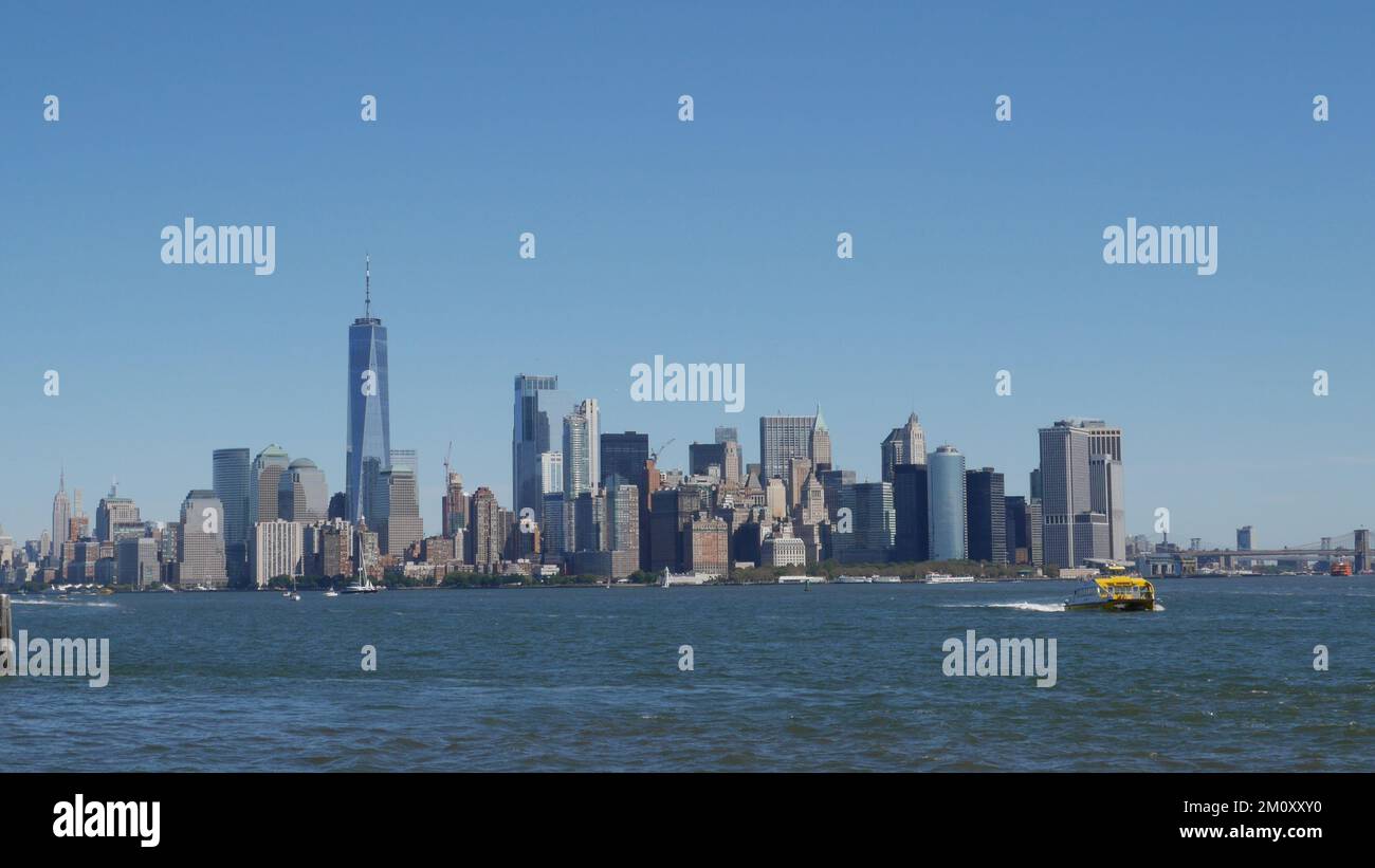 A scenic view from Upper New York Bay of New York City skyline Stock ...