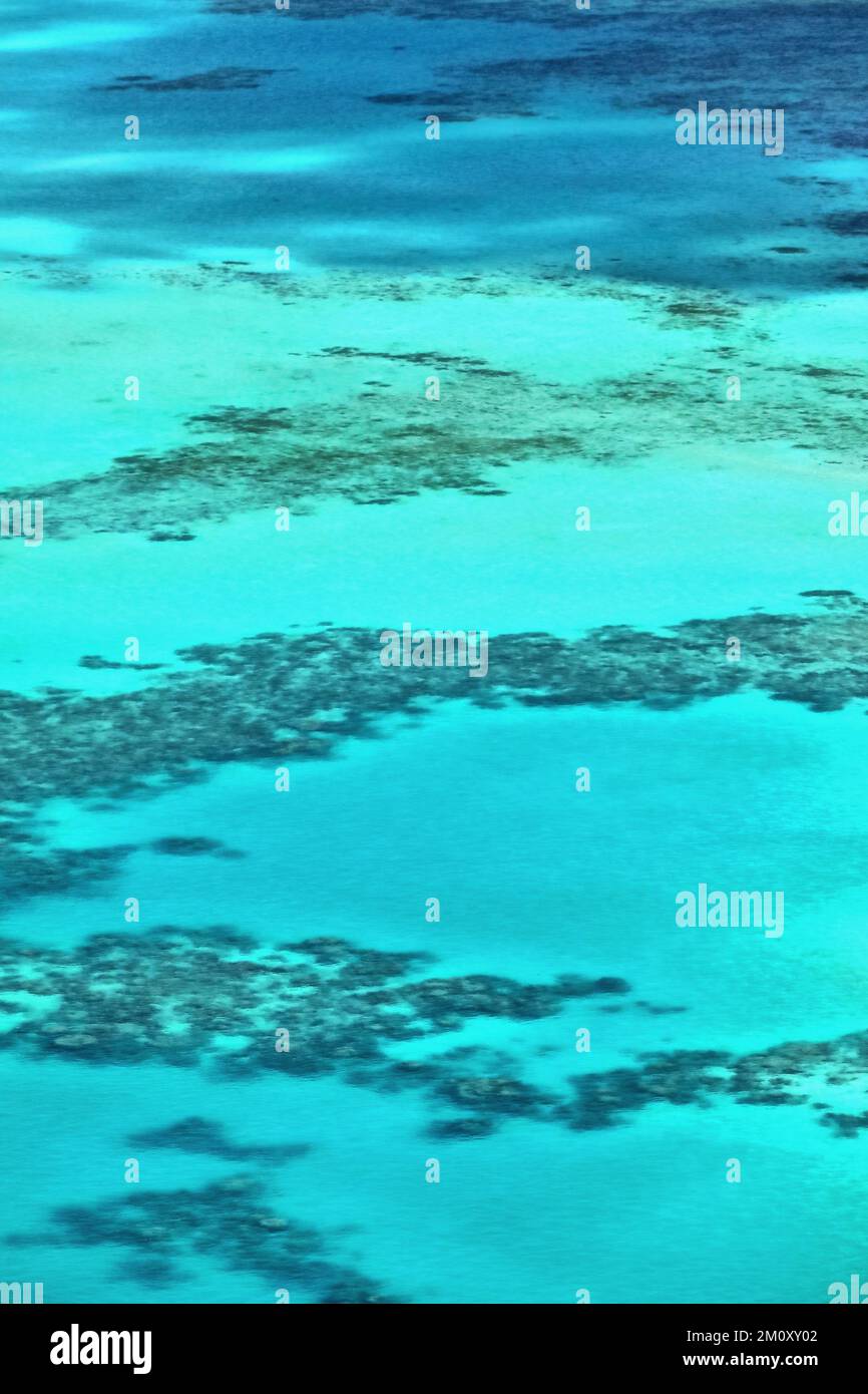 328 Aerial view of the shallow water-covered Opal Reef on the Great ...