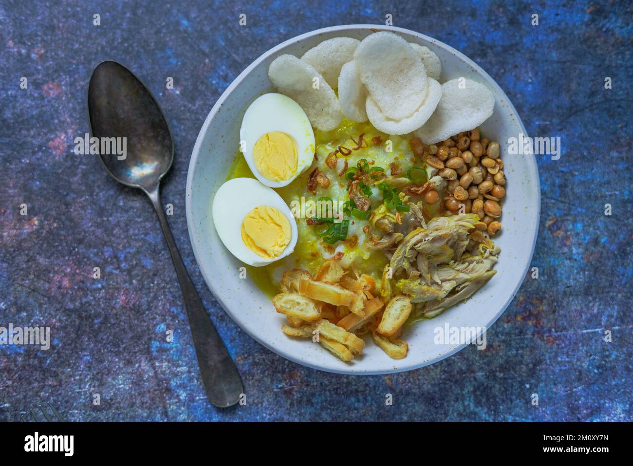 Indonesian food for breakfast 'Bubur Ayam is made of rice porridge ...