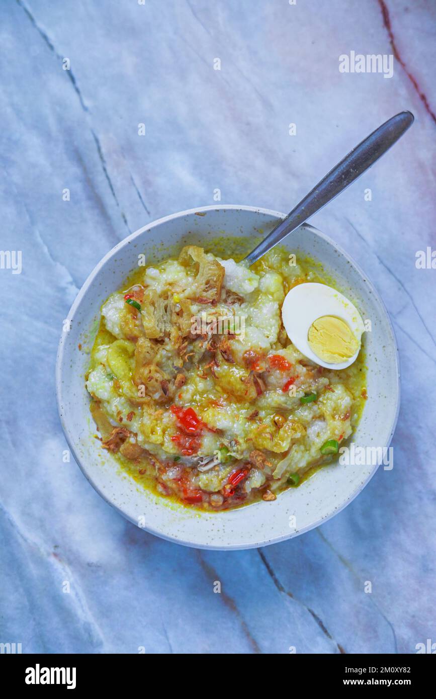 Indonesian food for breakfast 'Bubur Ayam is made of rice porridge ...