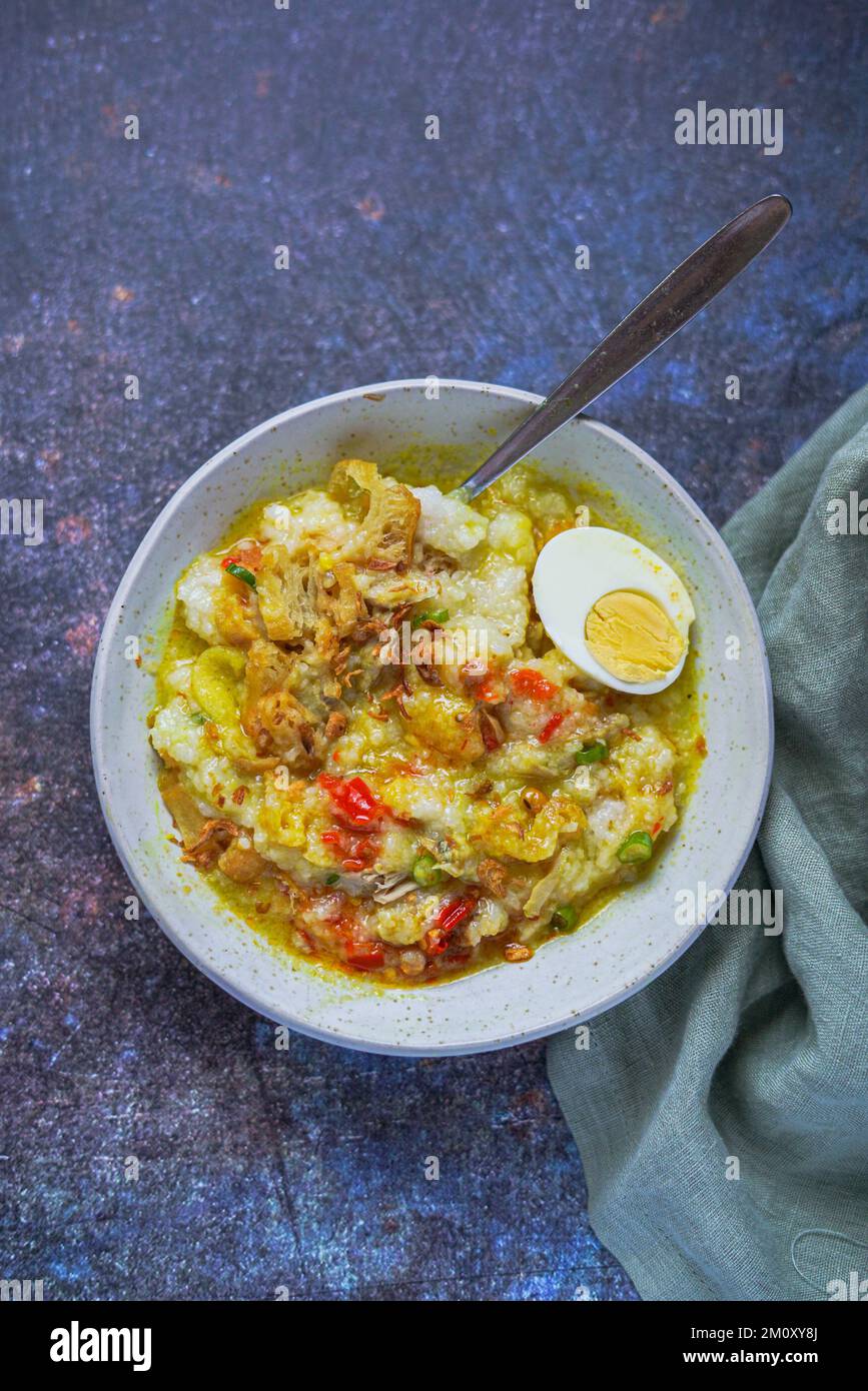 Indonesian food for breakfast 'Bubur Ayam is made of rice porridge ...