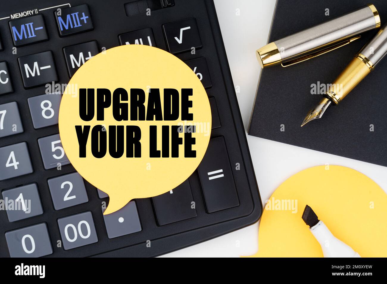 Business and economy concept. There is a calculator, a pen, a marker ...