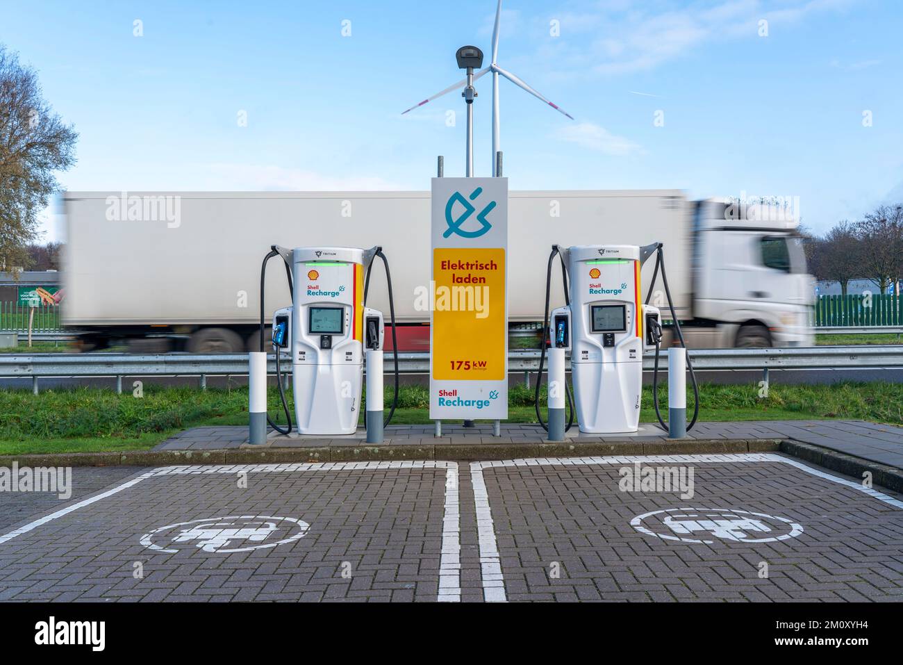 Motorway filling station, electric charging station, Power Charger ...