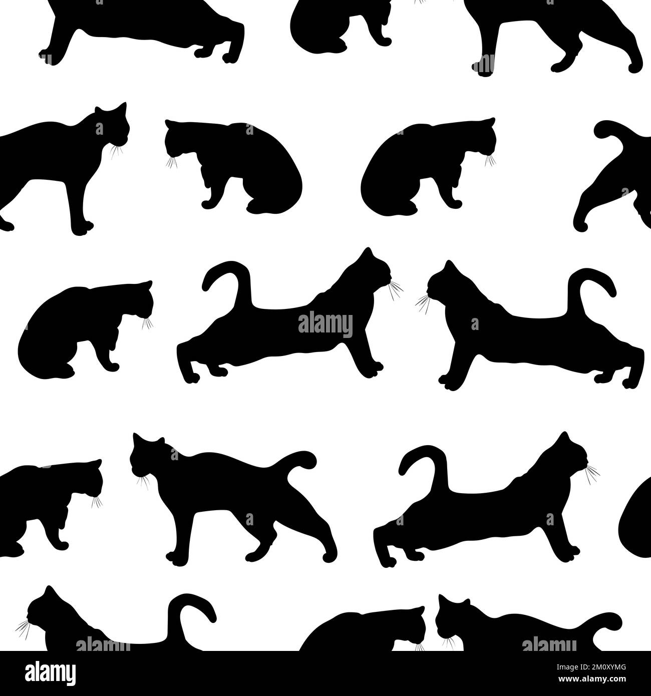 Black cats silhouette isolated seamless pattern Stock Vector Image ...