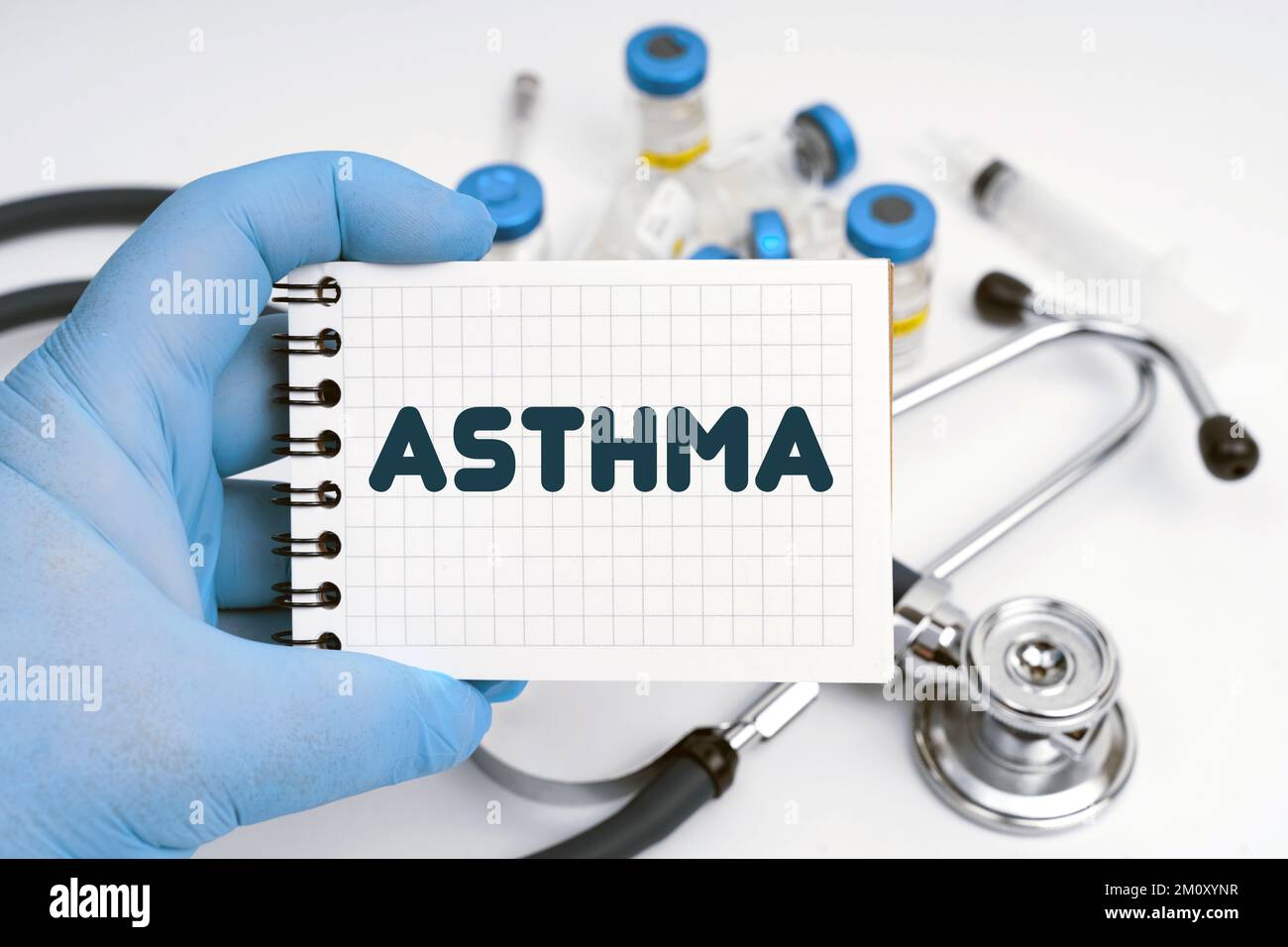 Medicine concept. There is a stethoscope on the table, the doctor holds ...