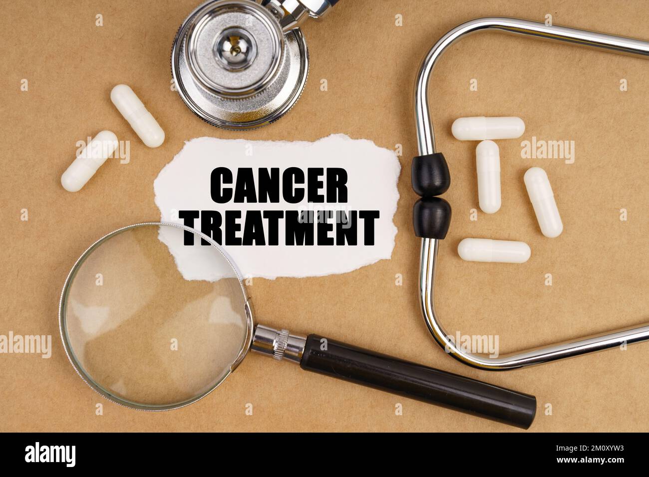 Medicine and health concept. On the table is a stethoscope, pills, a ...