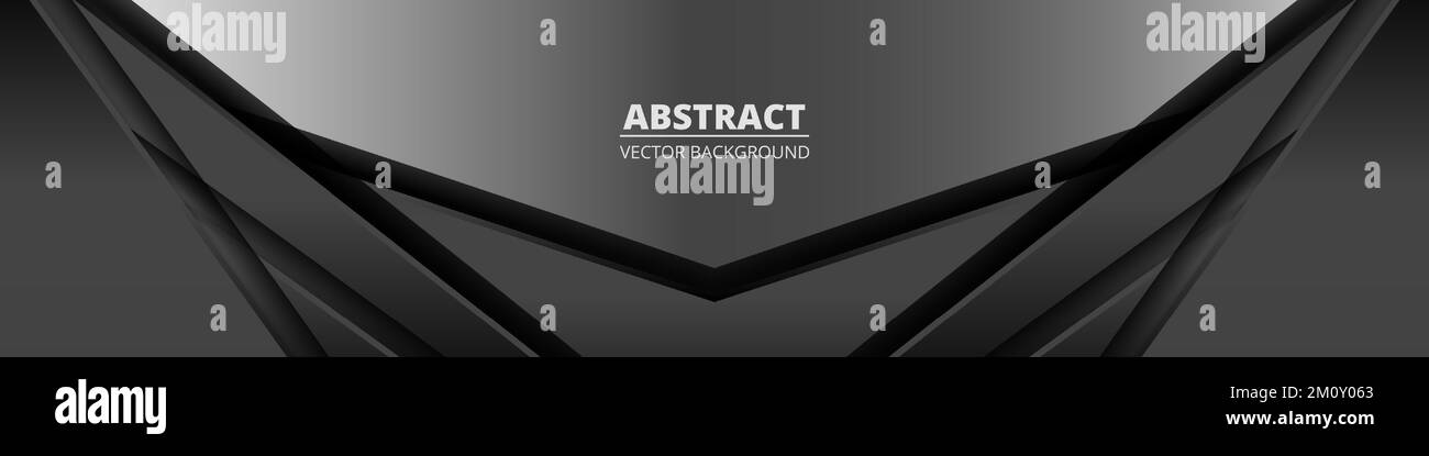 Dark grey modern abstract wide banner with geometric shapes. Dark gray ...