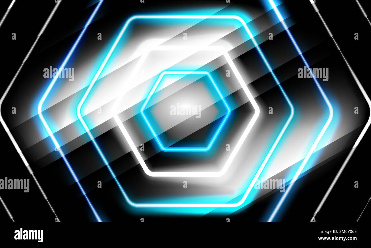Neon light hexagon on Stock Vector Images - Alamy