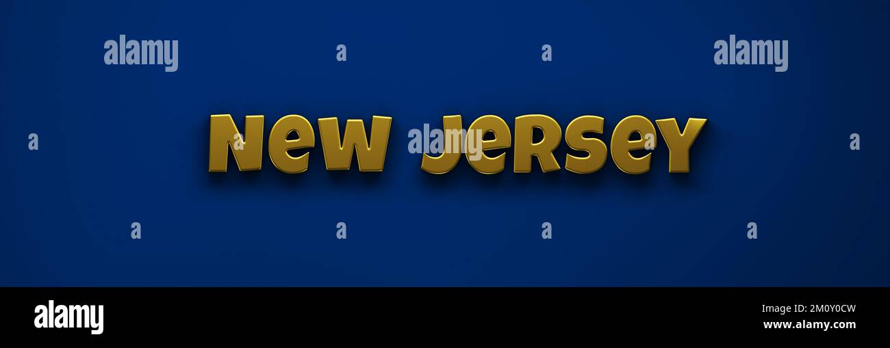 New Jersey golden text lettering 3D illustration banner render Stock ...