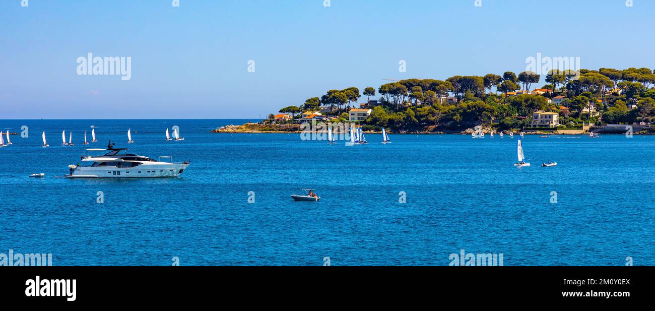Antibes, France - August 4, 2022: Panoramic view of harbor and ...
