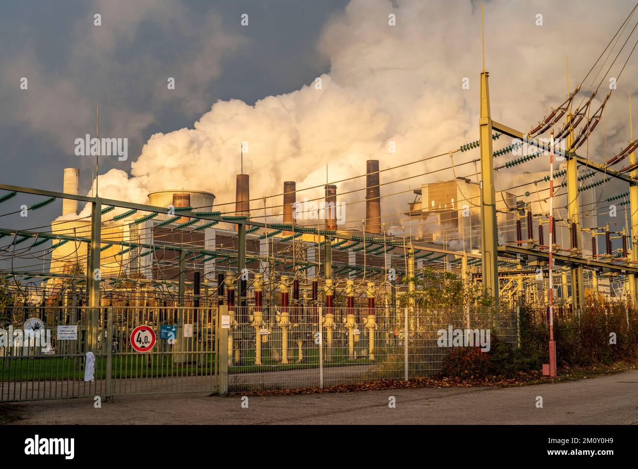 Transformer station at the lignite-fired power plant, RWE Power AG ...
