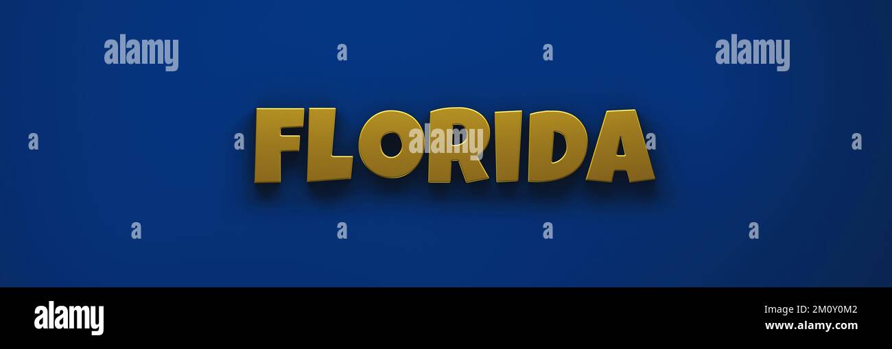 Florida golden text lettering 3D illustration banner render Stock Photo ...