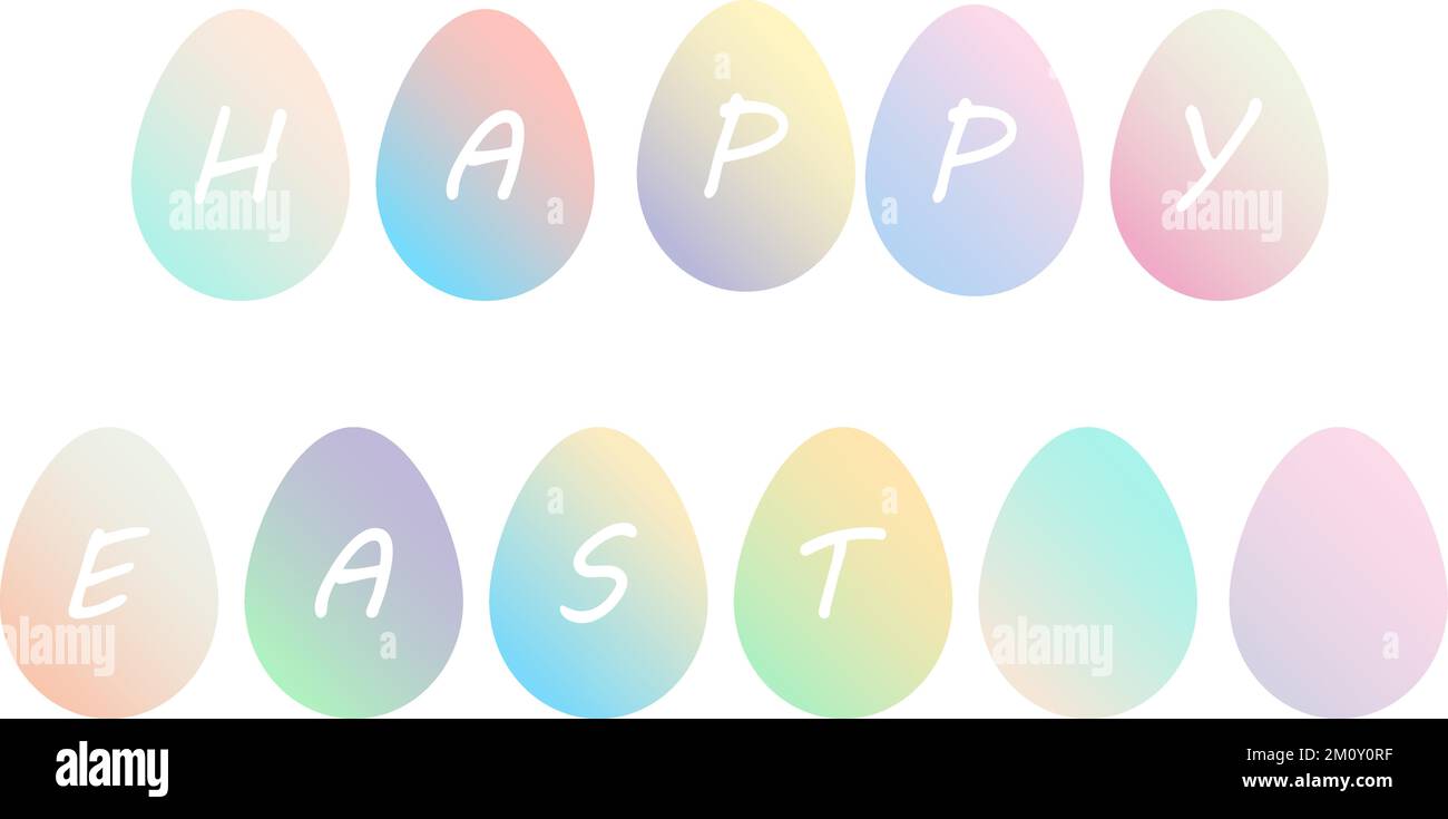 Pastel gradient Easter colorful eggs vector illustration Stock Vector ...
