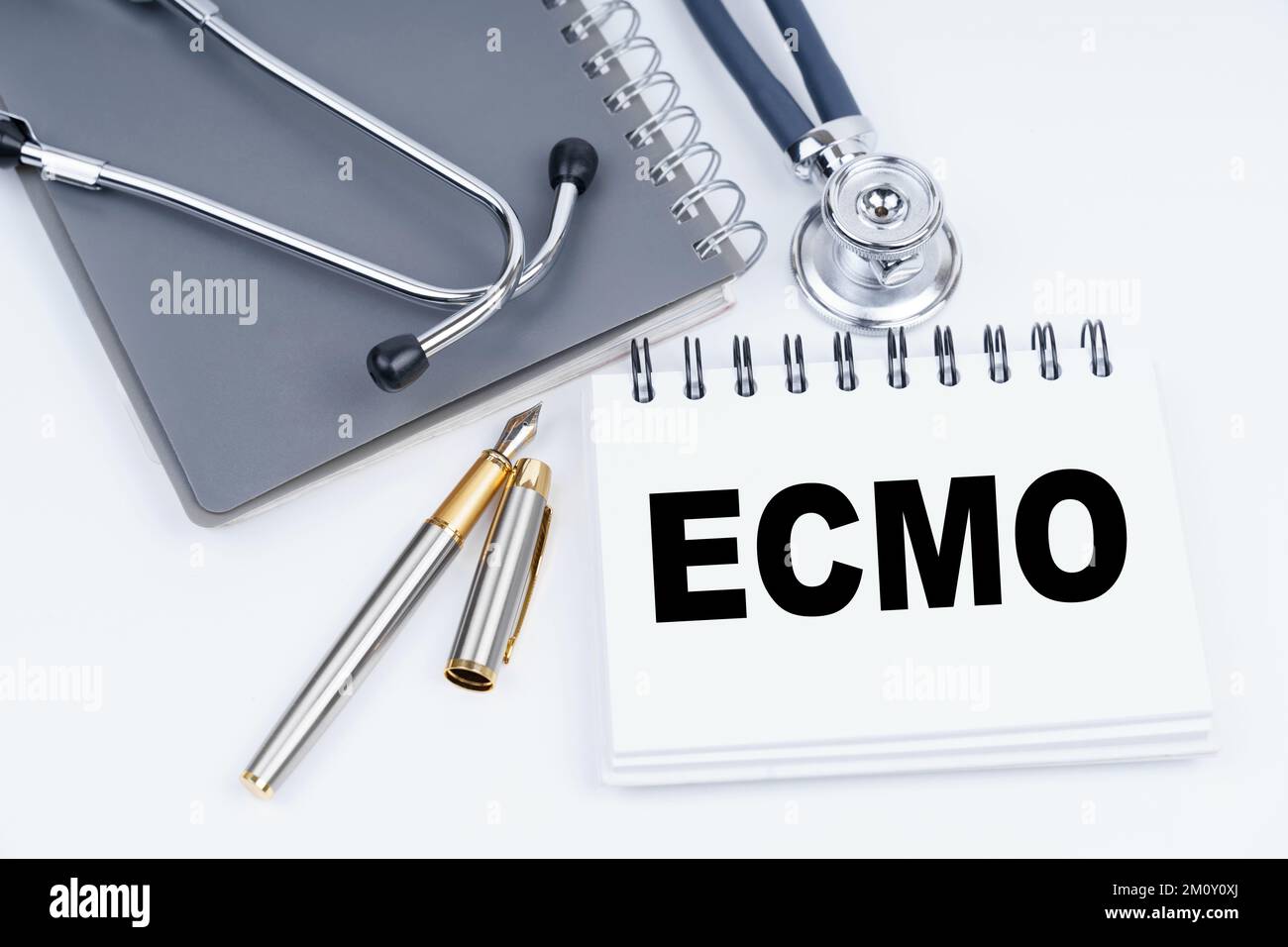 Medicine and health concept. On the table are a stethoscope, a pen and ...