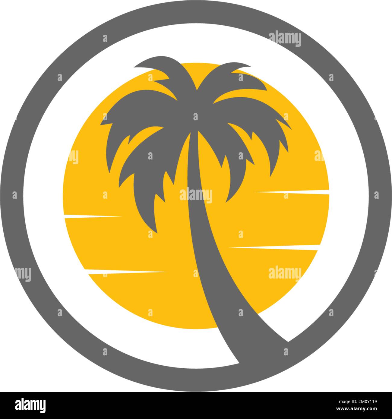 A digital illustration of a creative round palm tree brand logo design ...