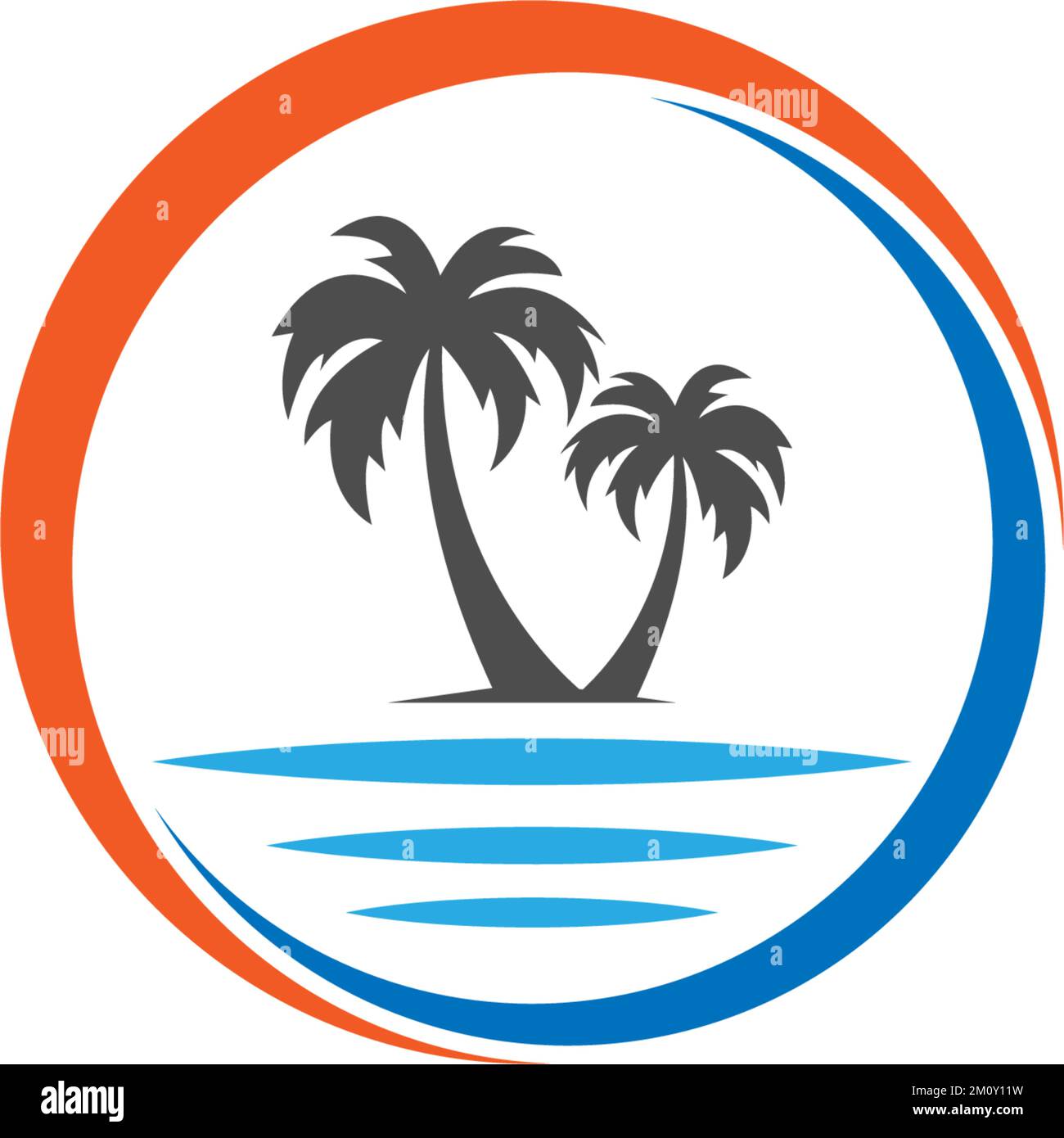 A digital illustration of a creative round palm tree brand logo design ...
