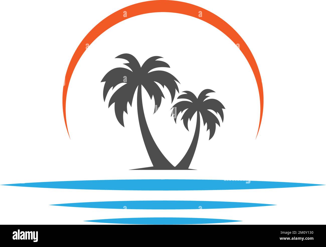 A digital illustration of a creative round palm tree brand logo design ...