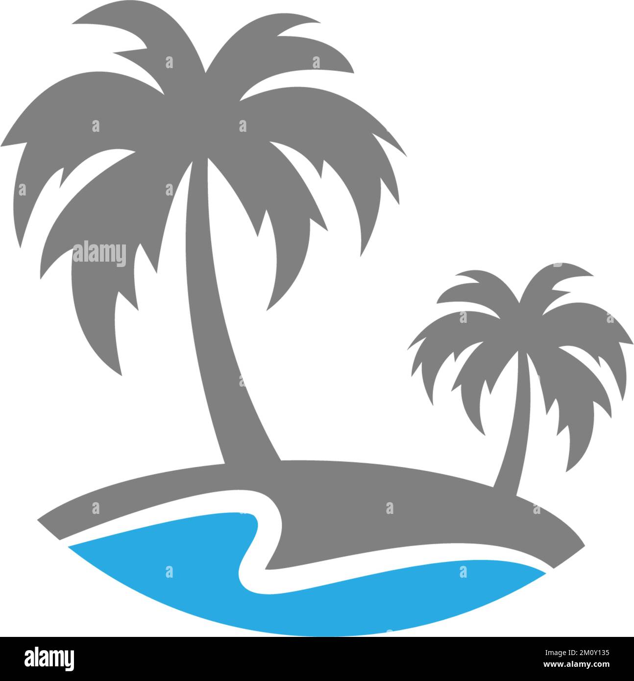 A digital illustration of a creative round palm tree brand logo design ...