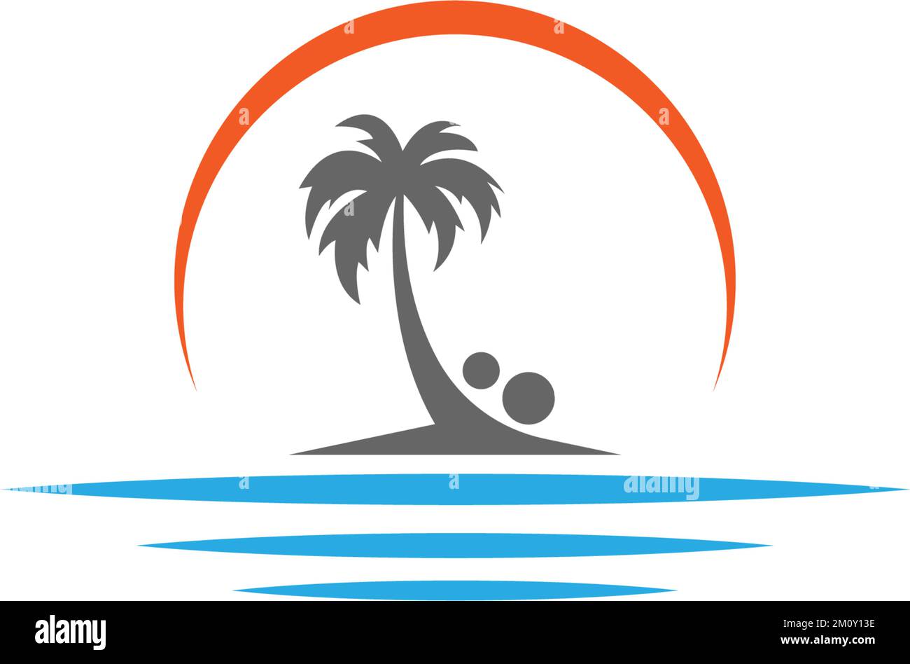 A digital illustration of a creative round palm tree brand logo design ...