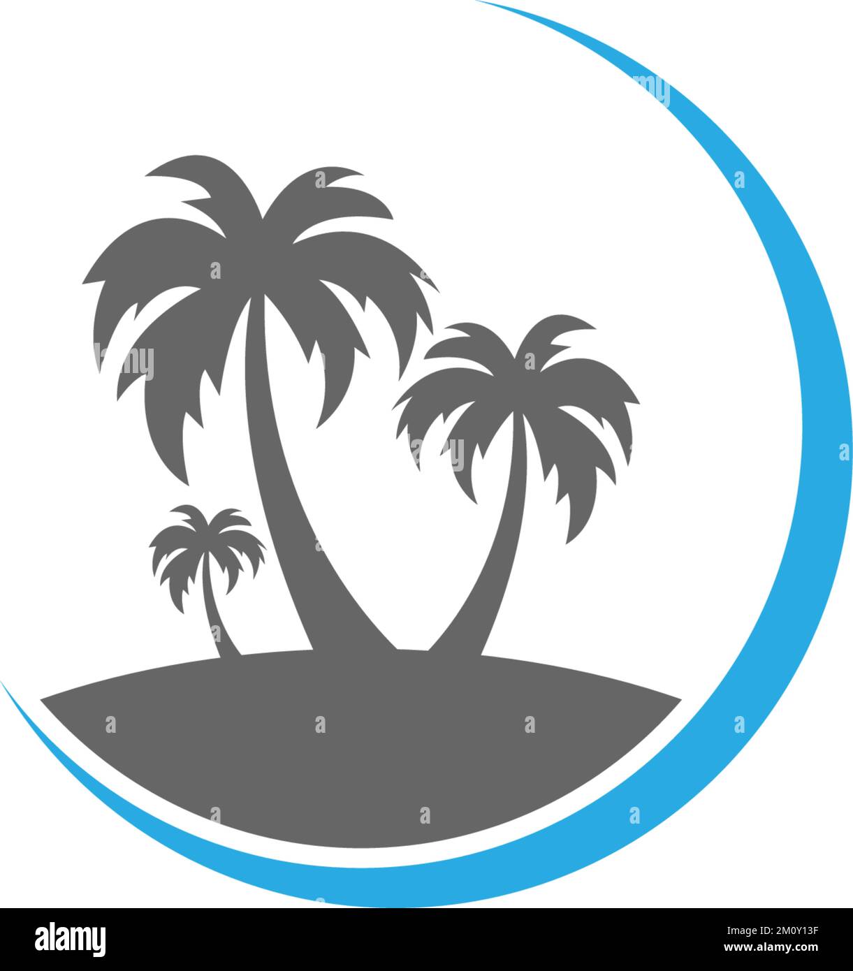 A digital illustration of a creative round palm tree brand logo design ...