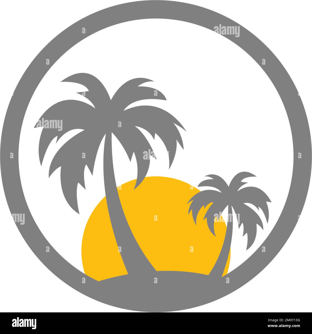 A digital illustration of a creative round palm tree brand logo design ...