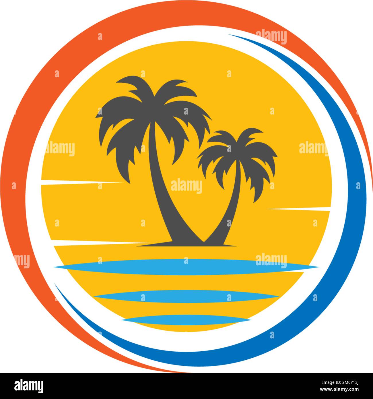 A digital illustration of a creative round palm tree brand logo design ...