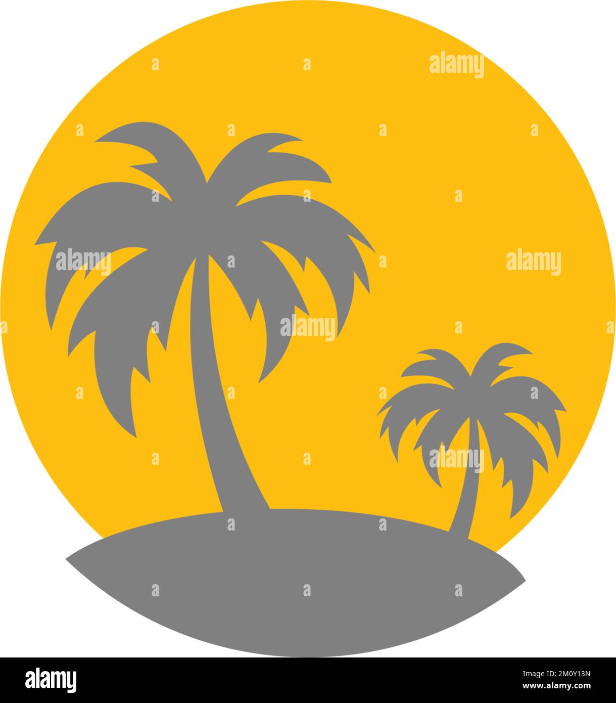 A digital illustration of a creative round palm tree brand logo design ...