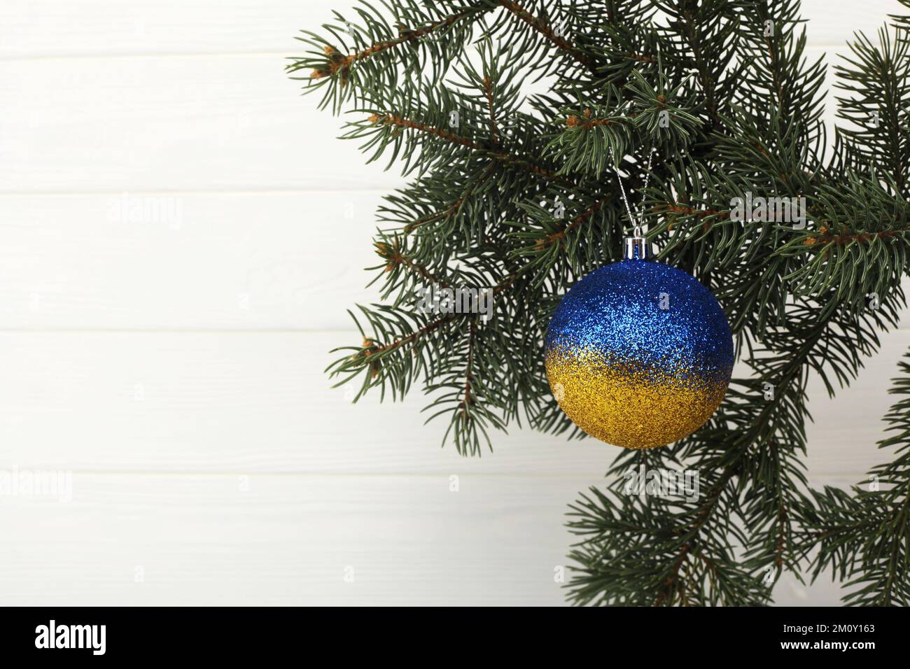 Yellow-blue New Year's ball as the colors of the Ukrainian flag ...