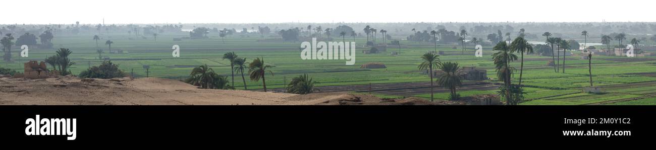 Panorama of the view from the rock-cut tombs of Beni Hassan between ...