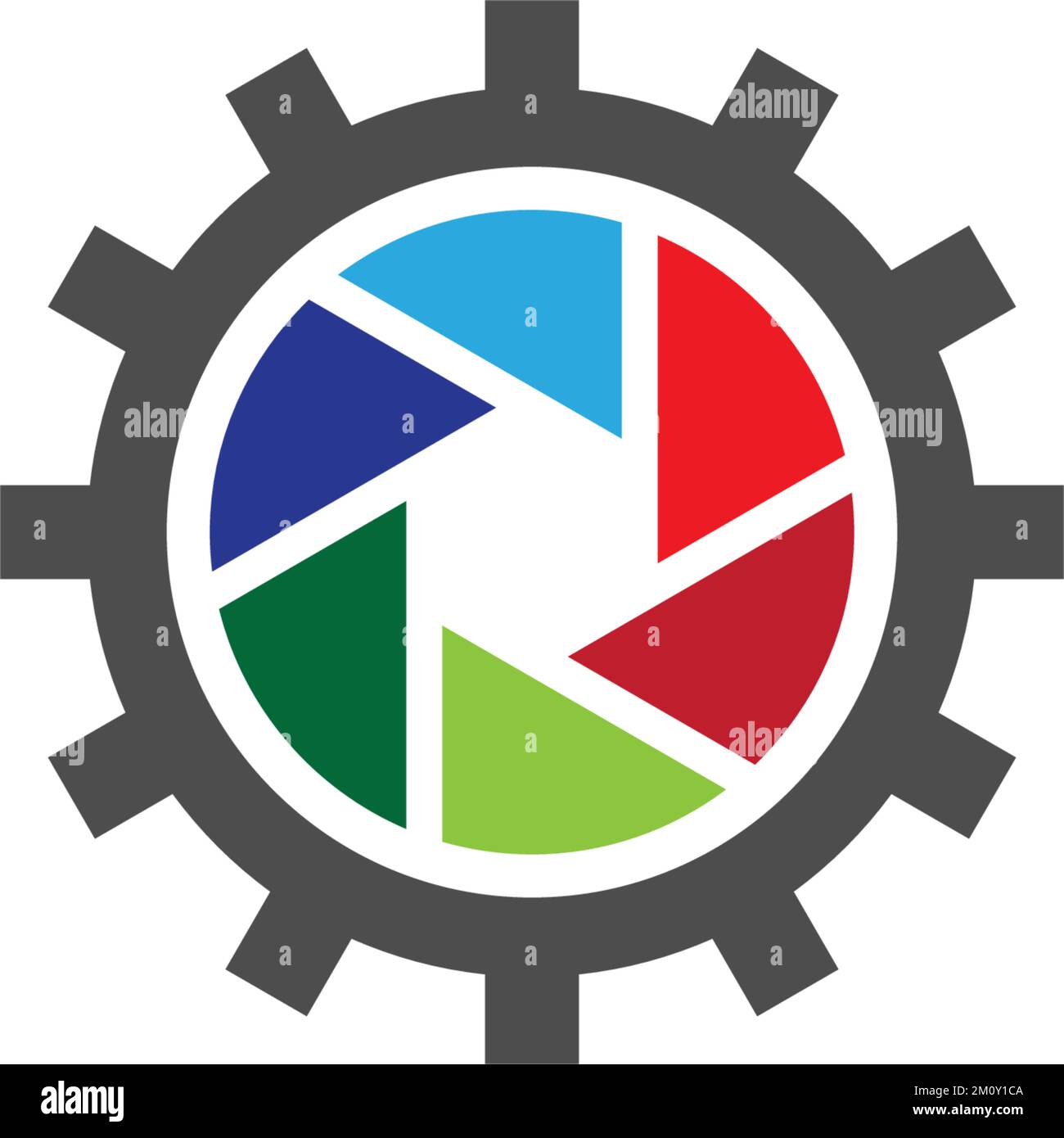 A digital illustration of a creative gear brand logo design for ...