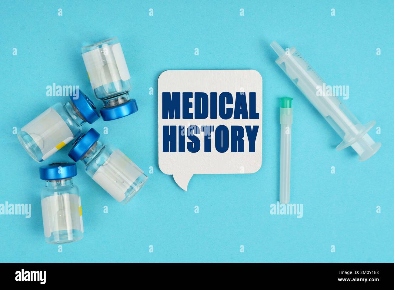 Medicine and health concept. On the table is a syringe, an injection ...