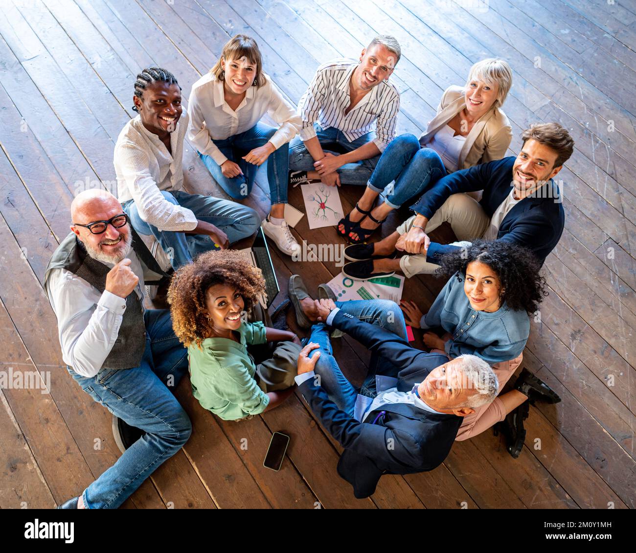 Creative business people having a team building session, mixed age ...