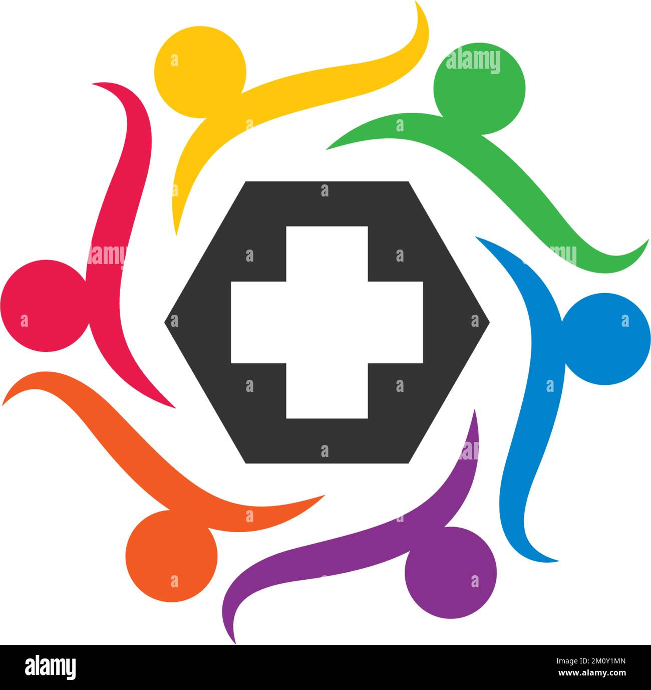 A digital illustration of a creative colorful human medical team brand ...