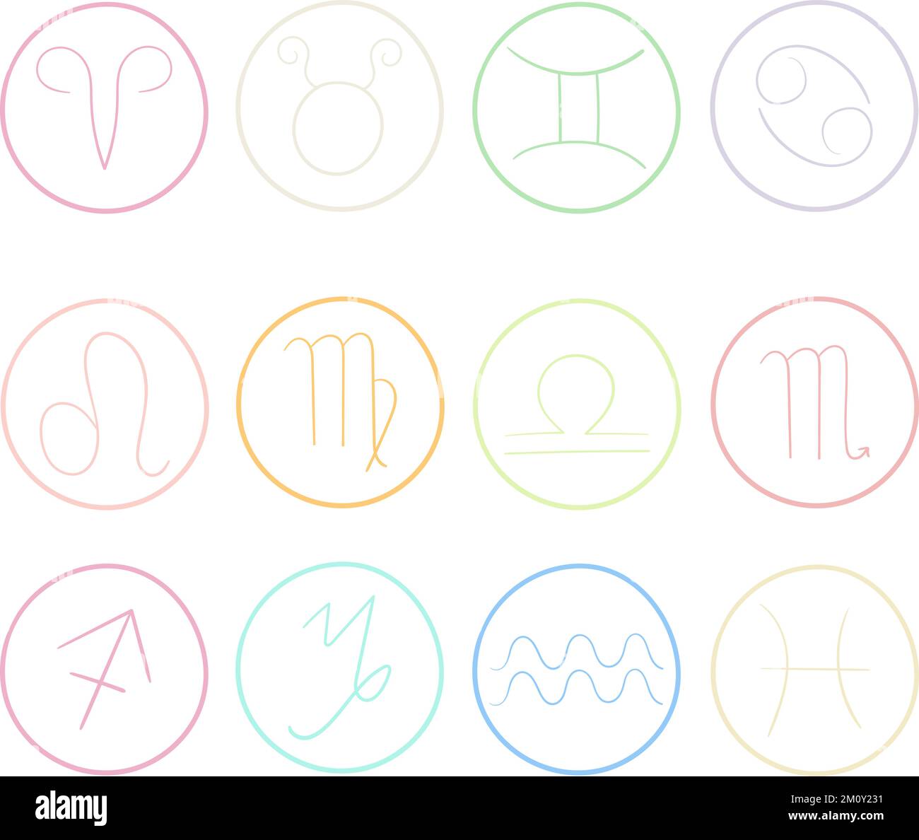 Hand-drawn pastel horoscope signs Stock Vector Image & Art - Alamy