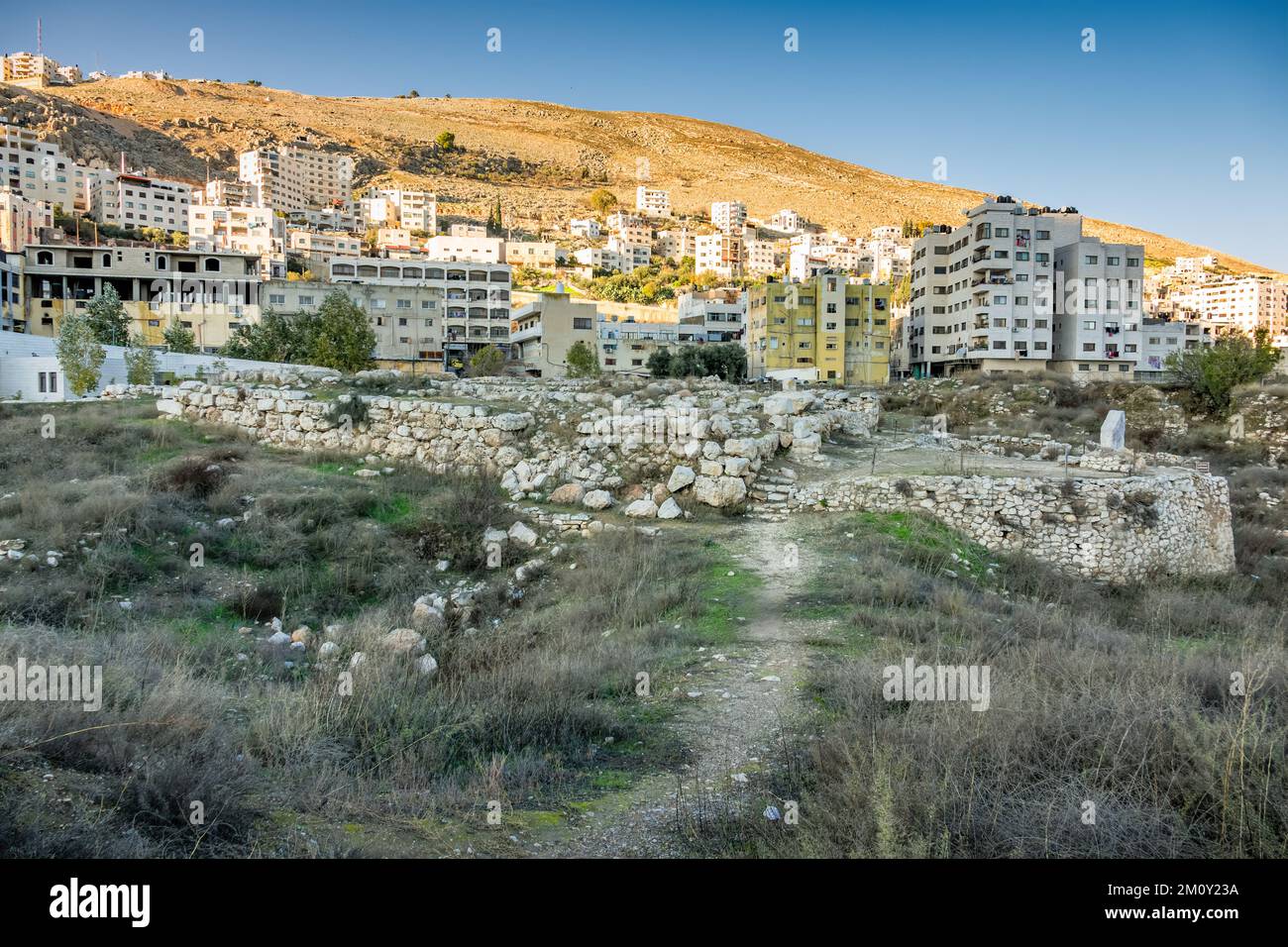 Tell Balata Archeological Site in Nablus, Palestine. The ruins of the ...