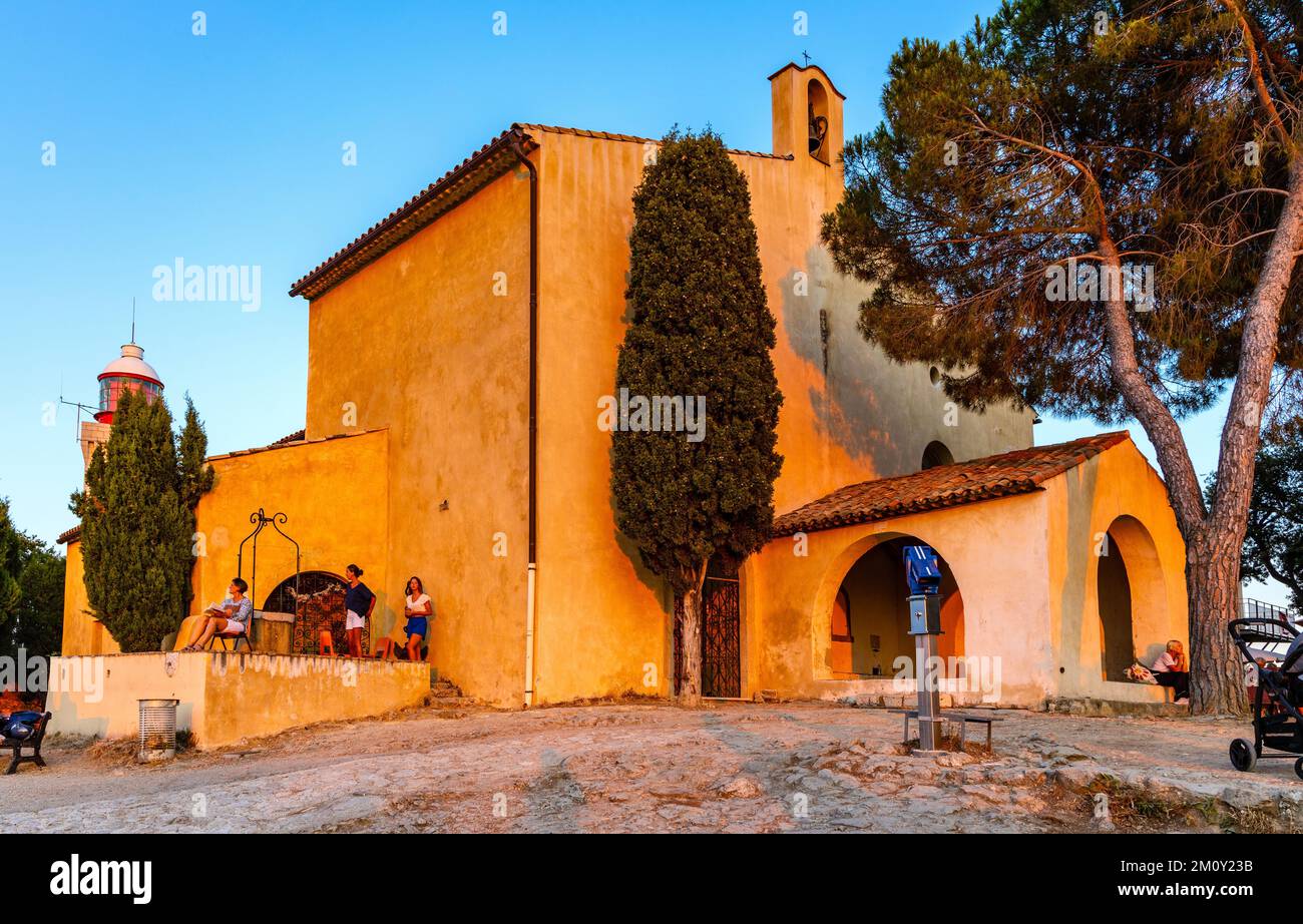 Antibes, France - August 4, 2022: Notre Dame de Bon Port church on top ...