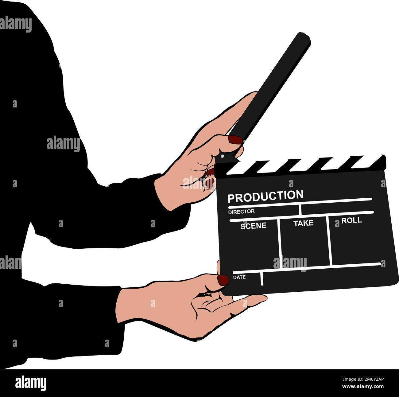 Woman hands holding movie clapperboard vector illustration Stock Vector ...