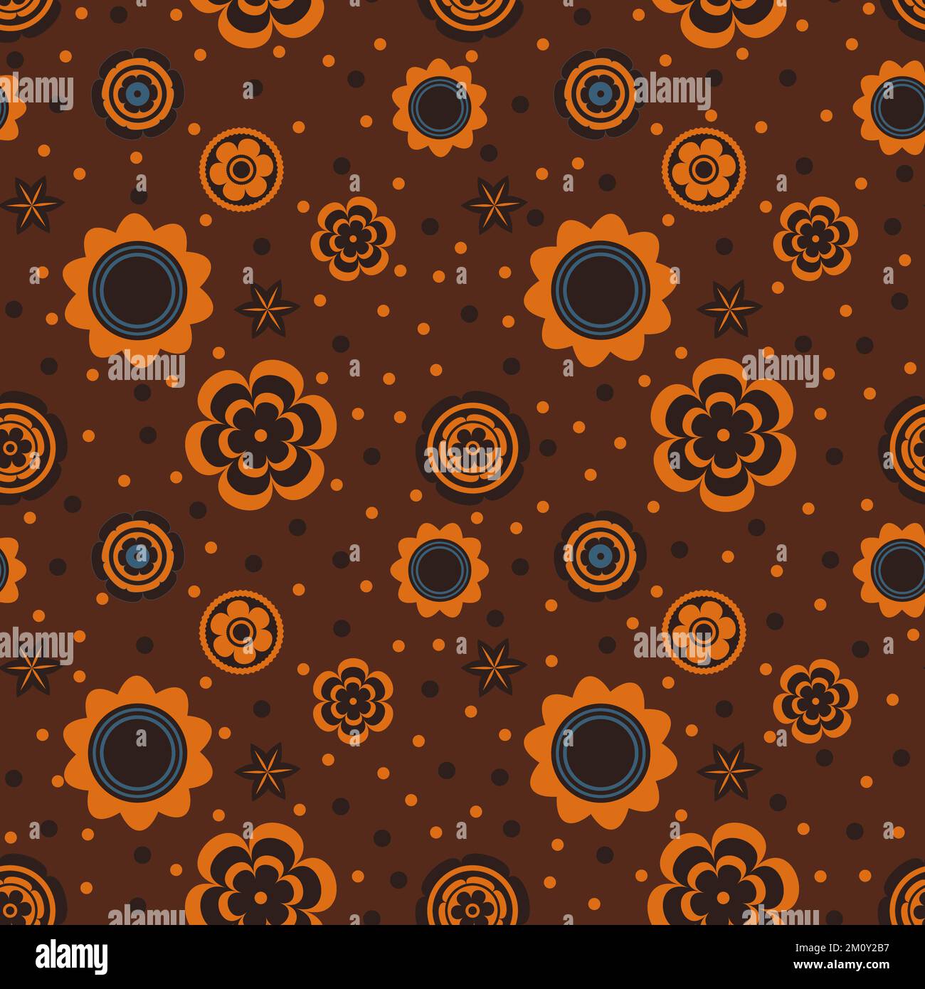 Orange brown flowers seamless pattern Stock Vector Image & Art - Alamy